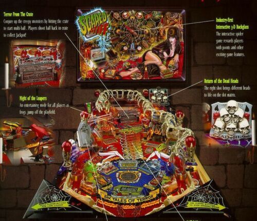 Elvira Scared Stiff Pinball FLYER 1996 Original Halloween Horror Sexy ...