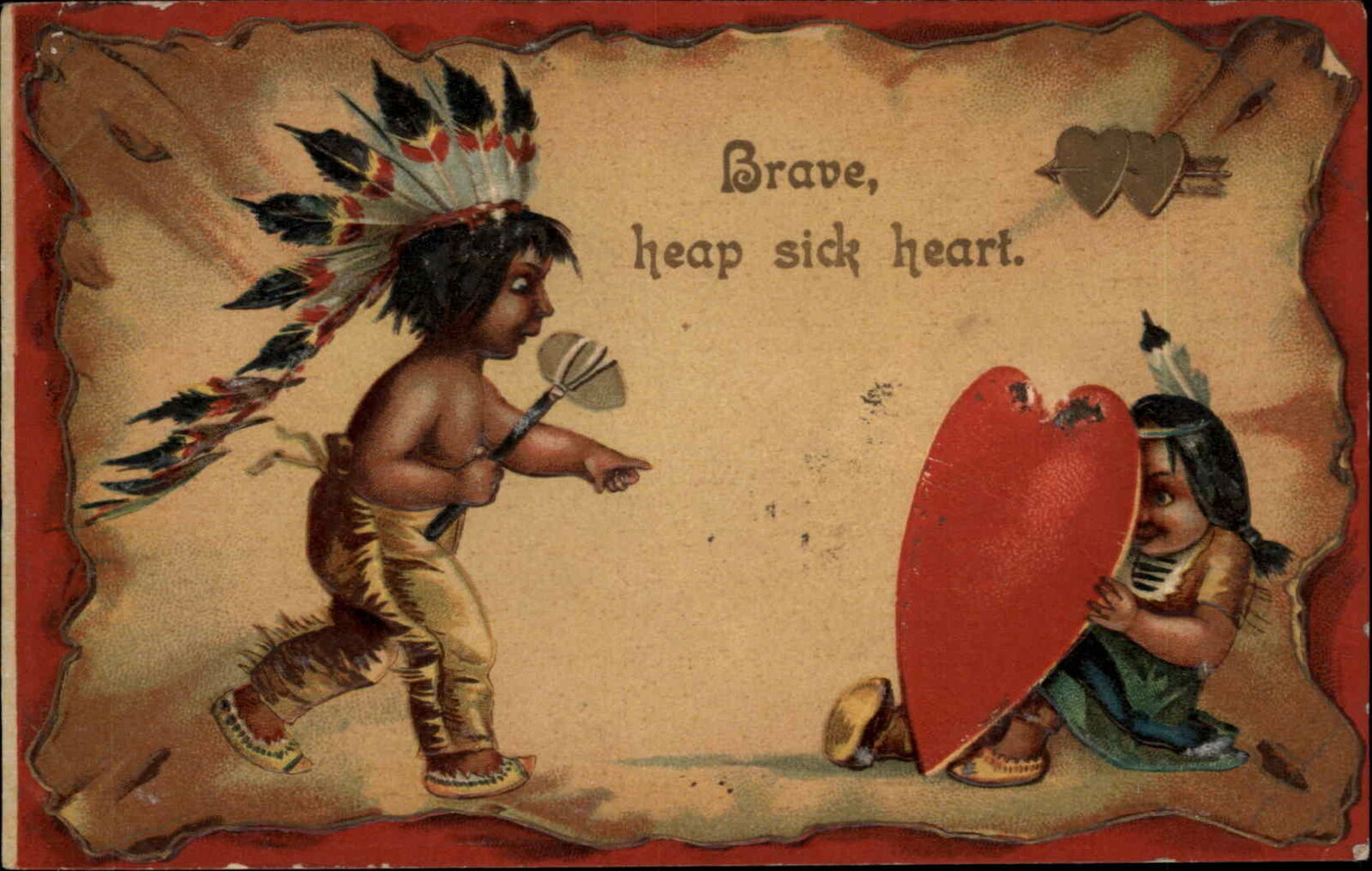 Valentine Native Amer Indians Darts Heart Target Ellen Clapsaddle ...