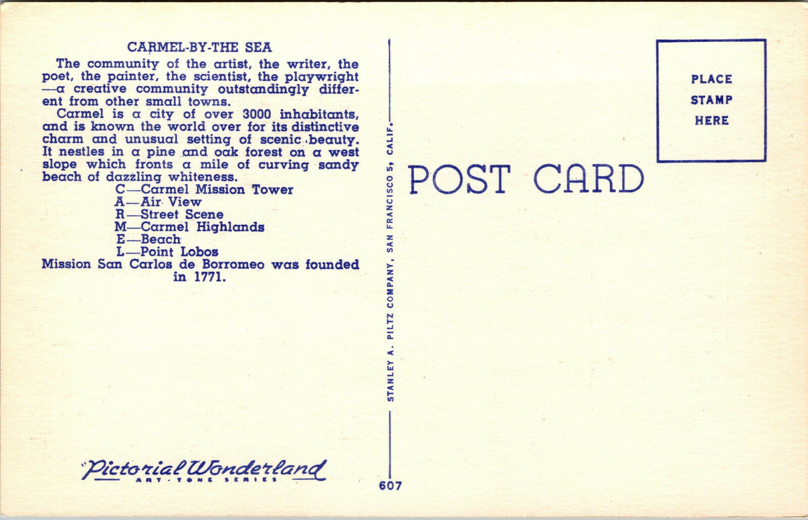 Vtg 1940s Greetings from Carmel California CA Large Letter Linen ...