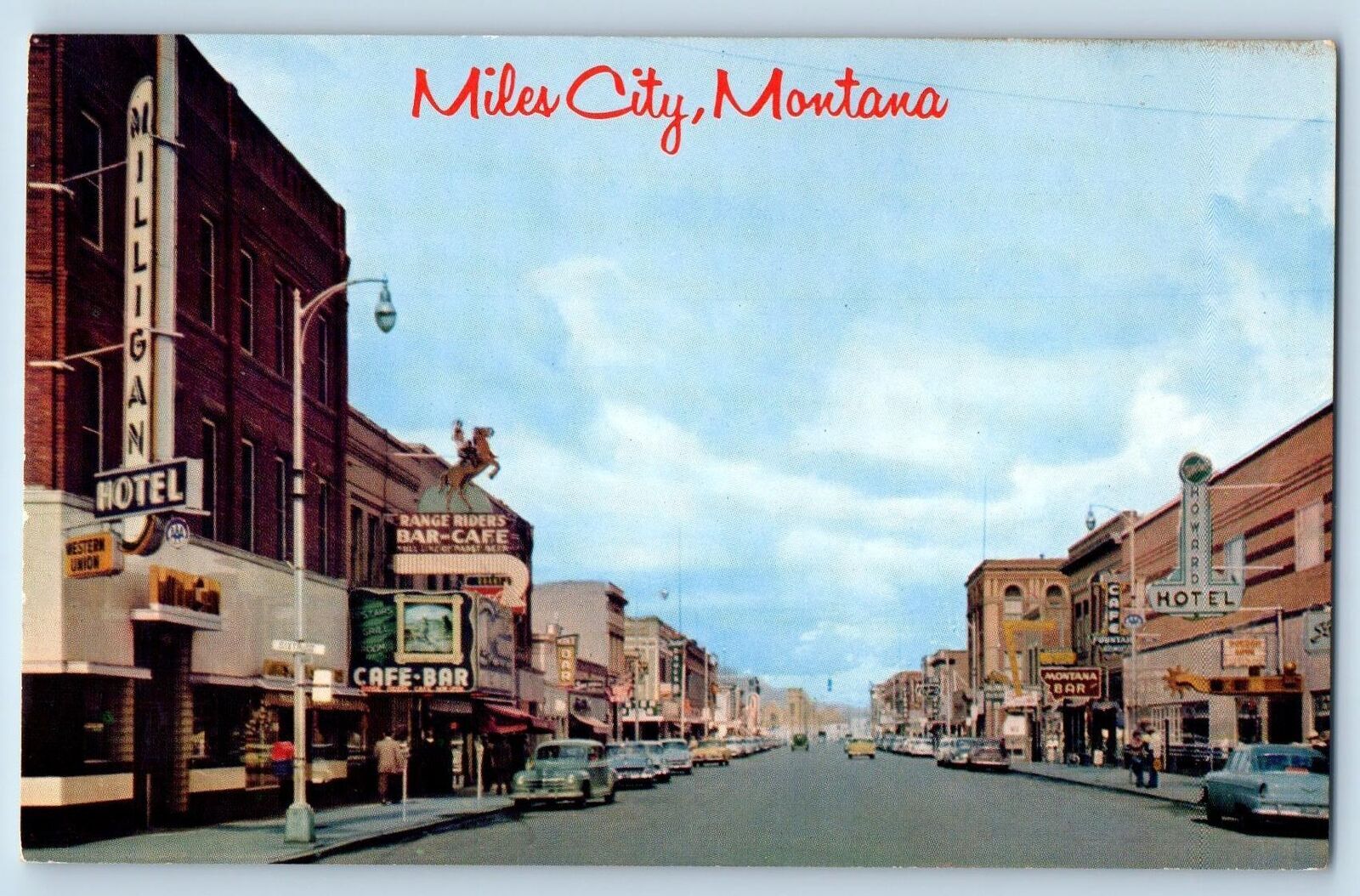 c1950's Miles City Montana MT The Cow Capital Of The World Main Street ...