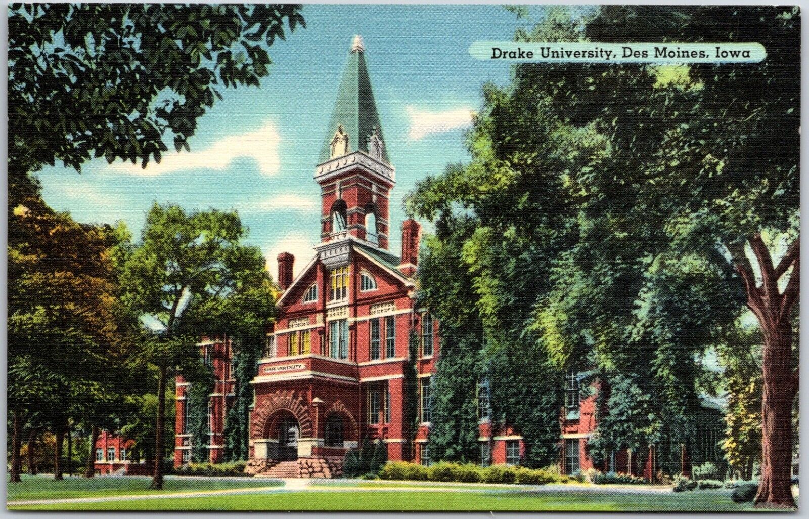 Des Moines IA-Iowa, Drake University College Brick Building Vintage ...