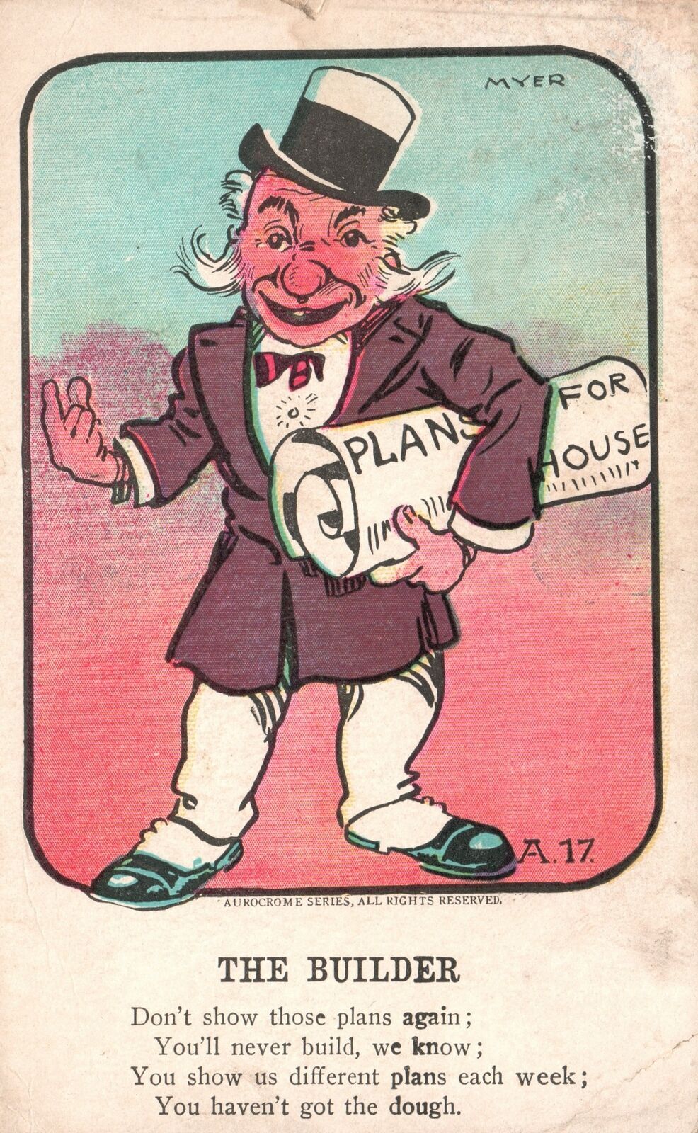 Vintage Postcard 1900's Plans For House The Builder Don't Show Those ...