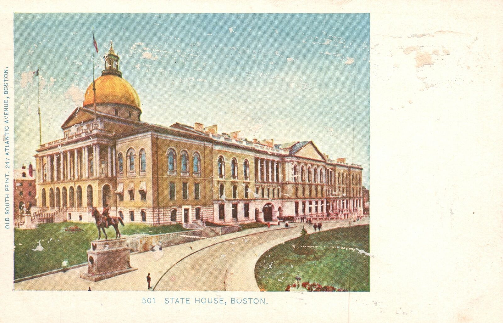 Vintage Postcard State House Statue Historical Building Boston ...