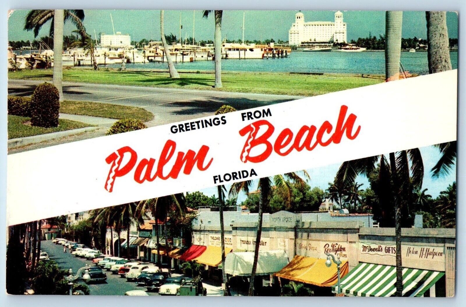 1960 Palm Beach Florida Vintage Postcard Greetings Sunny Architecture ...