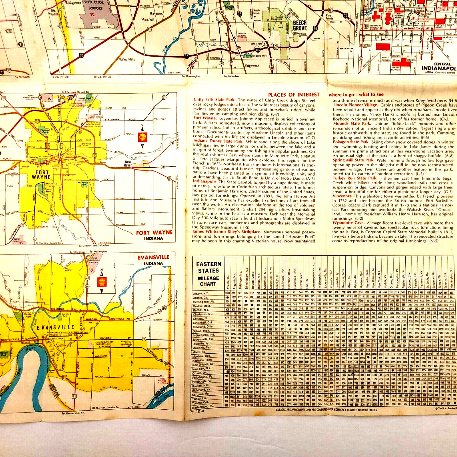 Shell Indiana Road Map Early 1970s Vintage Motor Car Travel Guide ...