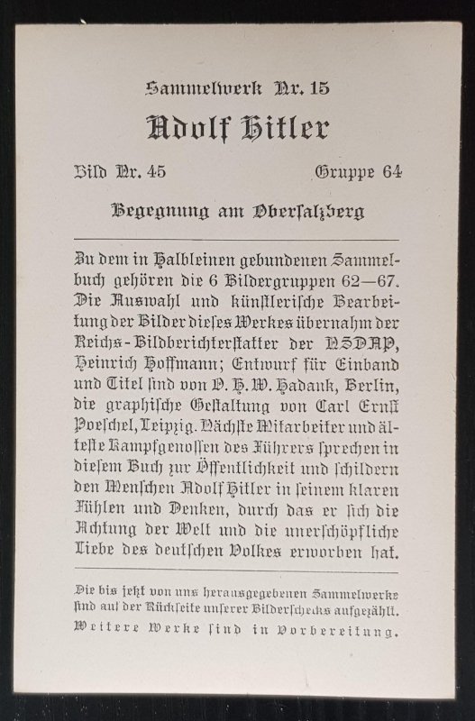 Third 3rd Reich Original Small Format Collector Photo Card - Adolf ...