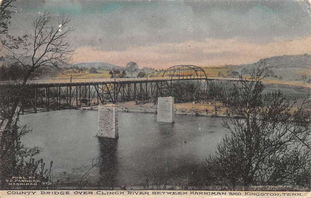 Harriman Tennessee County Bridge over Clinch River Vintage Postcard ...