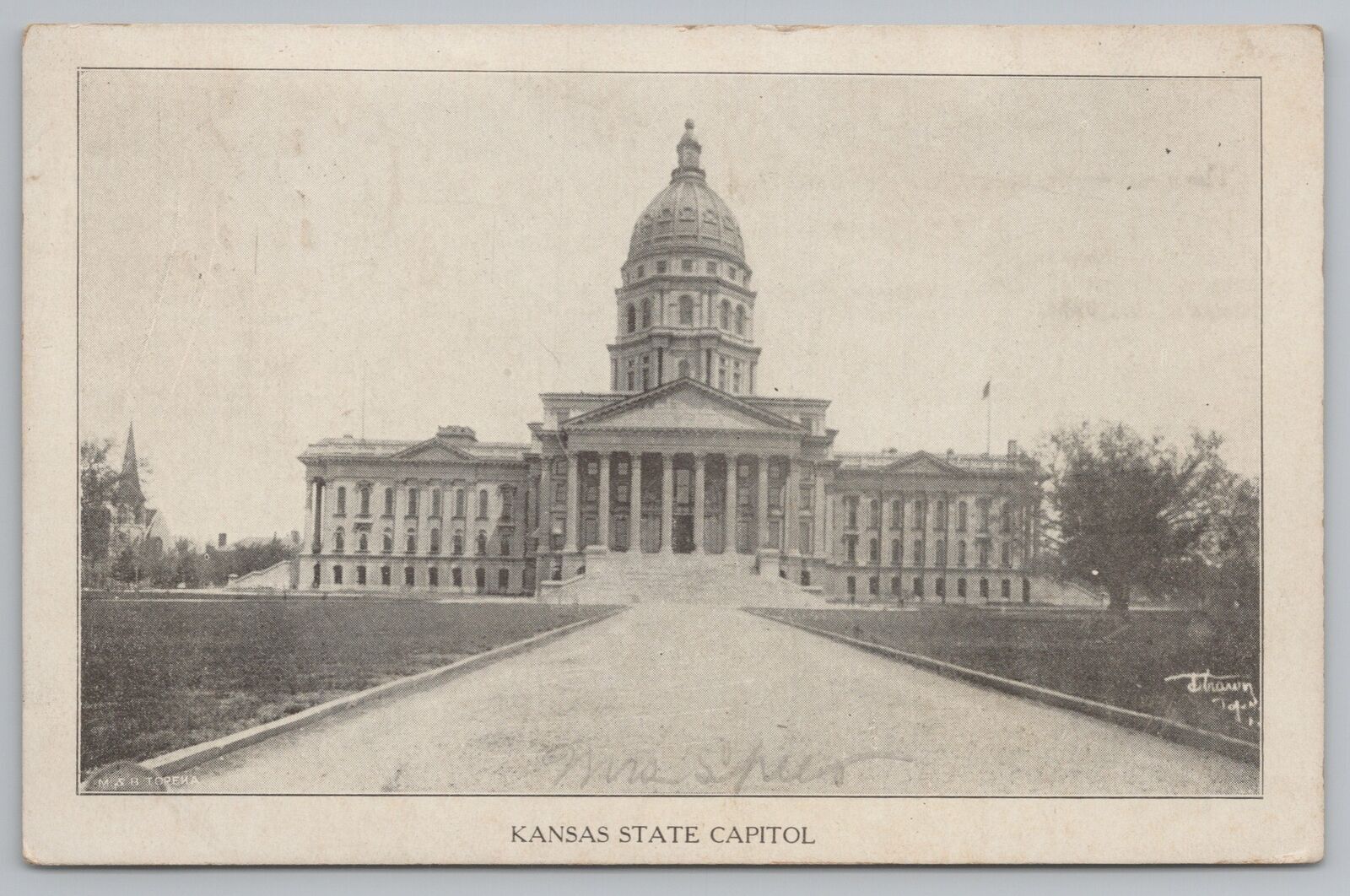 Topeka Capitolio del estado de Missouri ~ edificio B&W tarjeta ~ POSTAL ...
