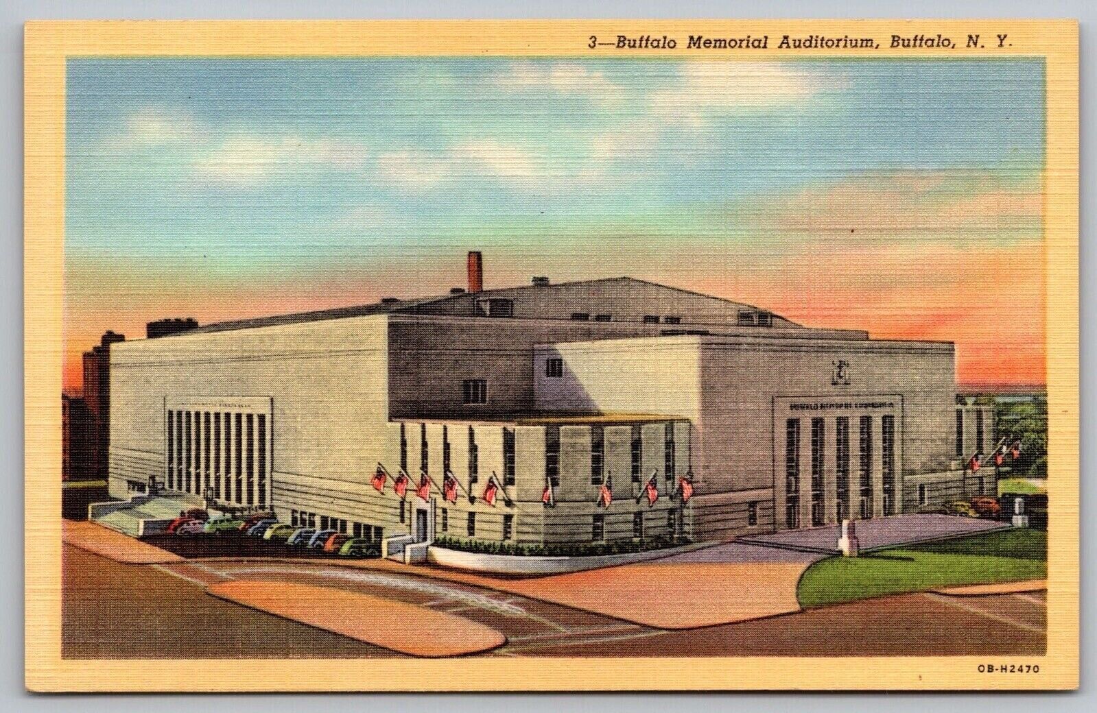 Buffalo New York Buffalo Memorial Auditorium Streetview Linen Postcard ...