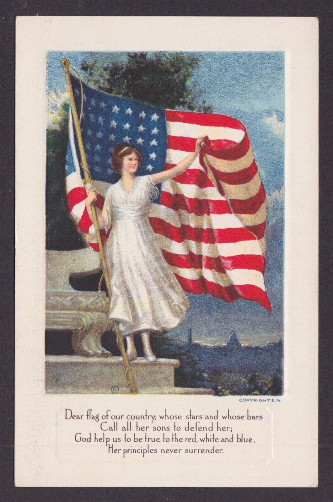 UNITED STATES, Postcard, Dear flag of our country, whose stars and ...