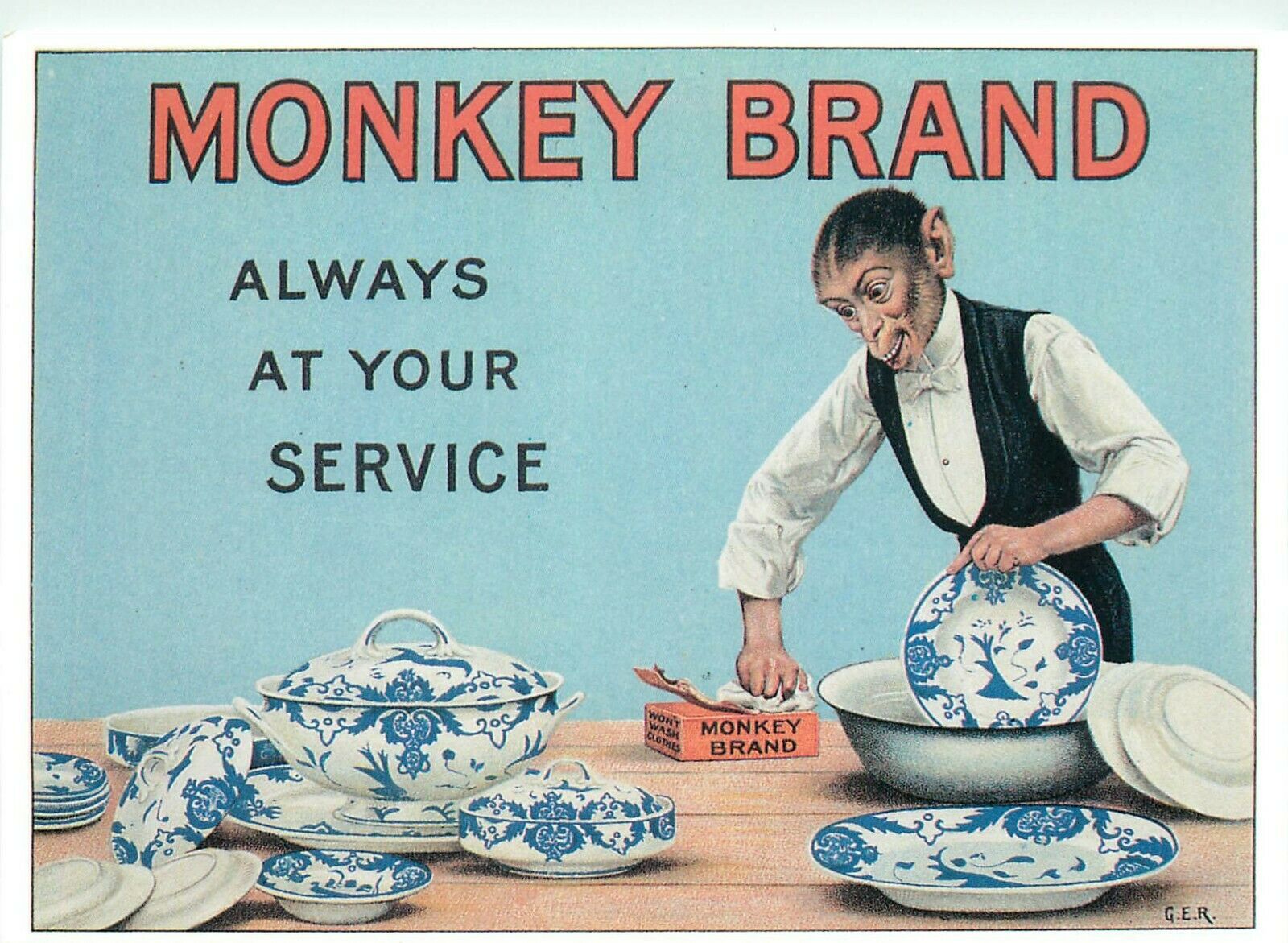 Monkey Brand always at your service Mayfair Cards of London advertising ...