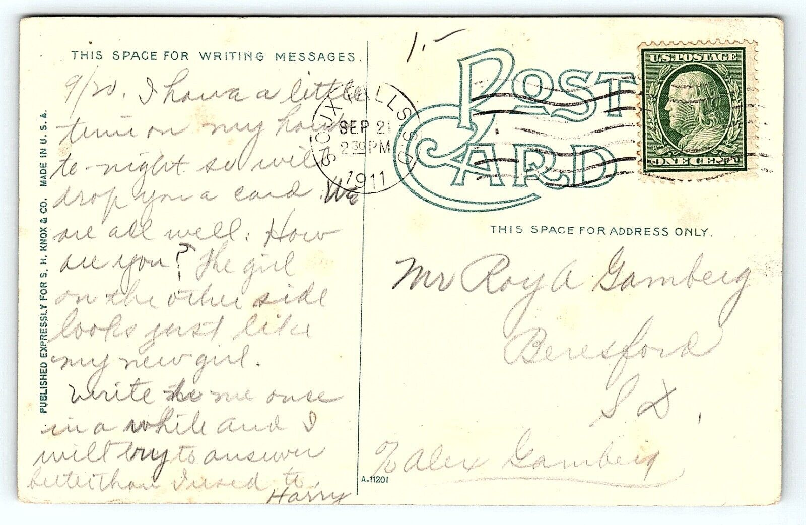 1911 Lady With a Western Heavyweight Stallion Souix Falls SD Postcard ...