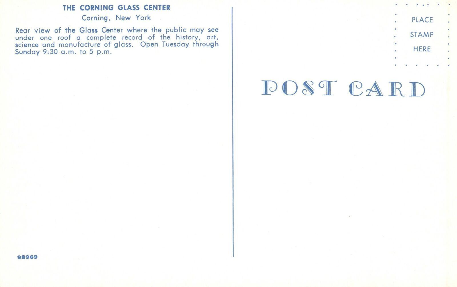 Vintage Postcard Rear View Corning Glass Center History Record Corning ...
