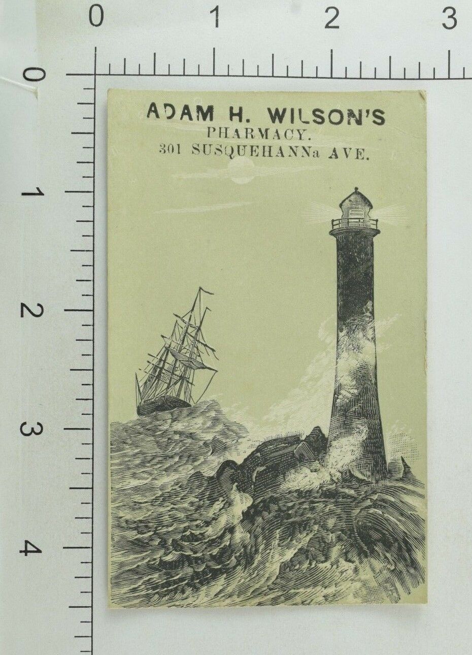 1870's Adam Wilson Lighthouse Ship Heavy Sea Victorian Trade Card P113 ...