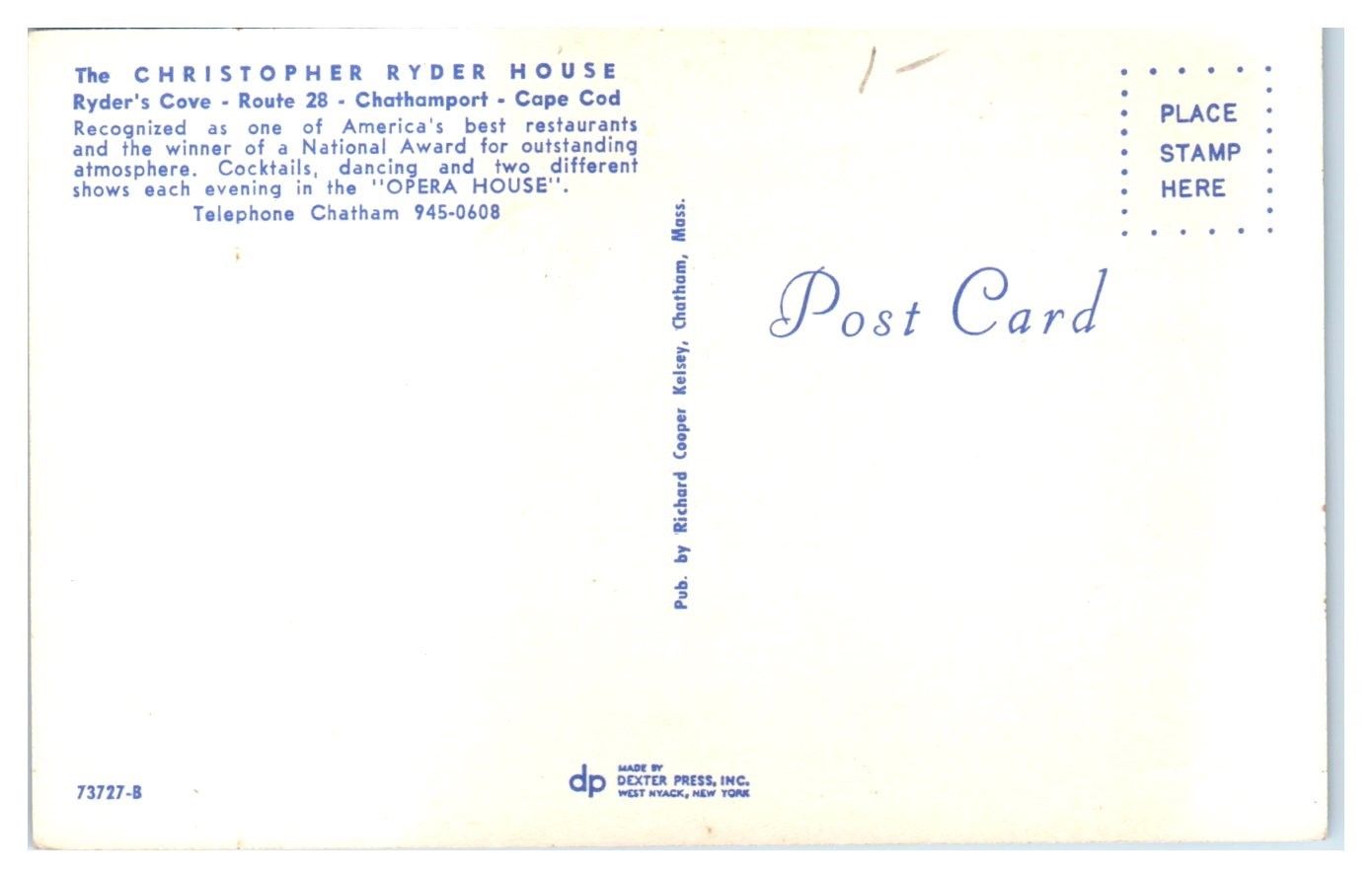 1950s/60s Christopher Ryder House, Chathamport, Cape Cod, MA Postcard ...