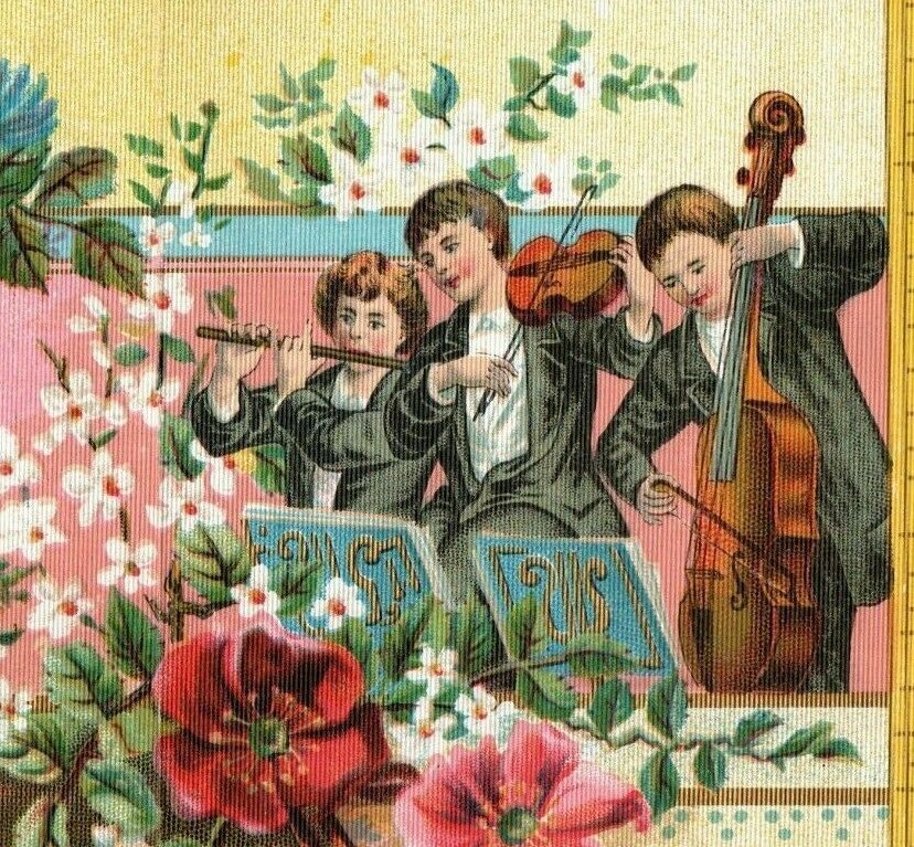 1880s-90s Victorian Ribbed Sample Folder Card Boys Musical Instruments ...