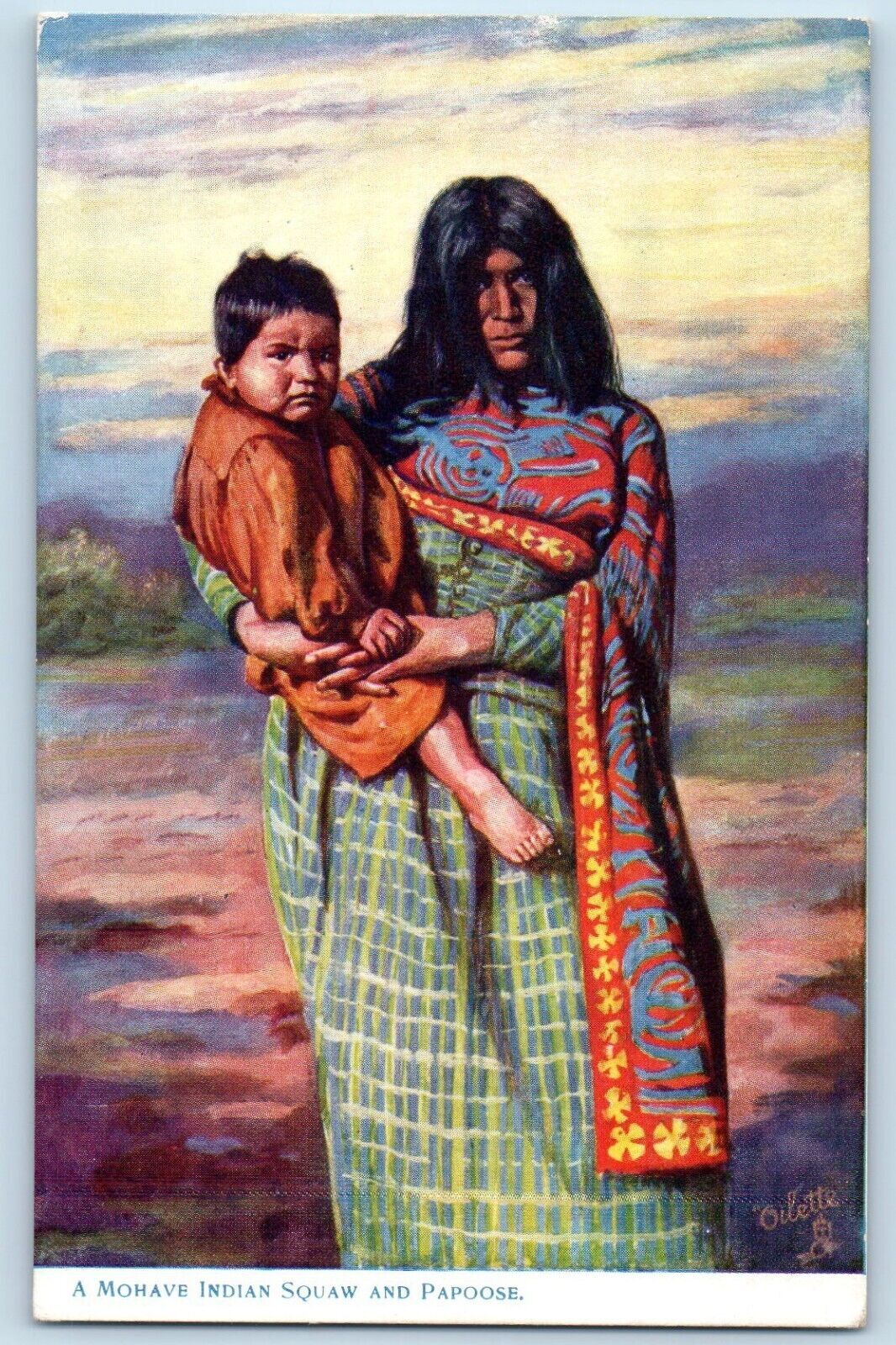 Oilette Postcard Native Arizonians A Mohave Indian Squaw And Papoose ...