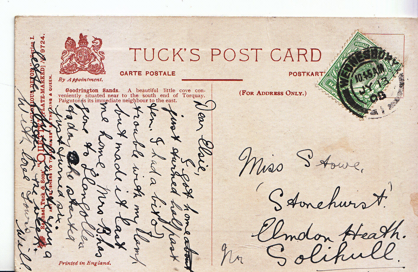 Genealogy Postcard - Family History - Stowe - Elmdon Heath - Solihull ...
