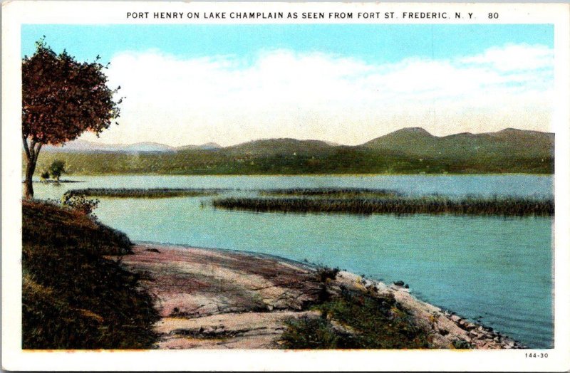 New York Lake Champlain Port Henry Seen From Fort St Frederic Curteich ...