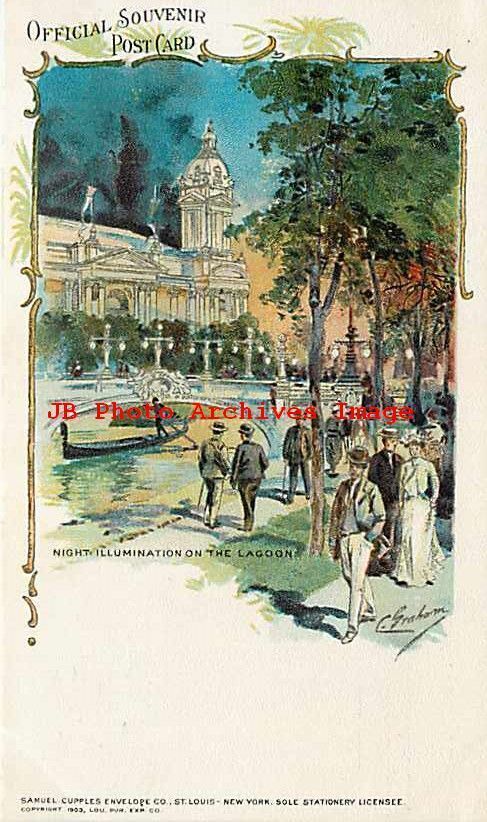 St Louis Worlds Fair, Lagoon Night Illumination, Graham, Sam Cupples ...