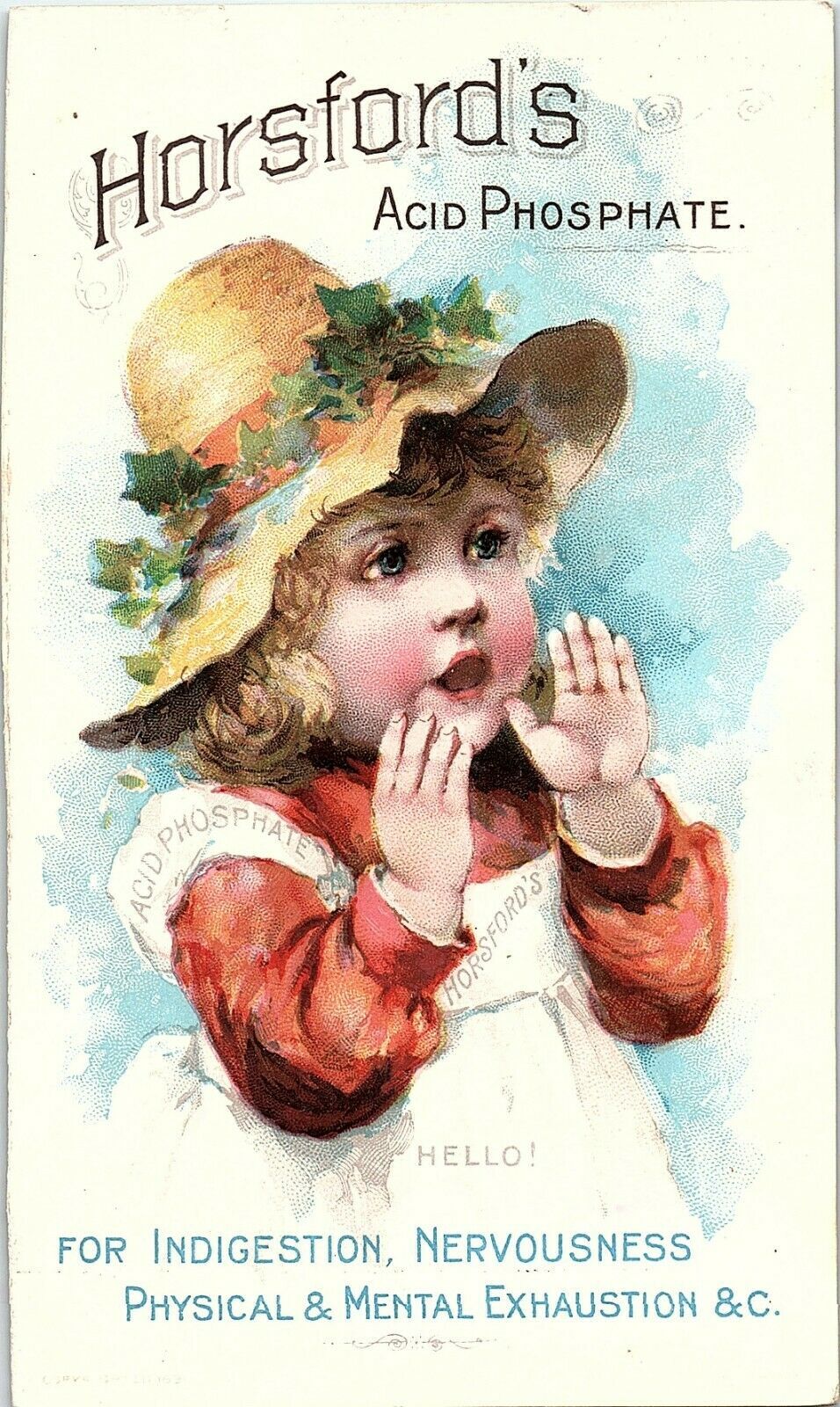 1890's Horsford's Acid Phosphate Cure-All Adorable Girl In Hat &U ...