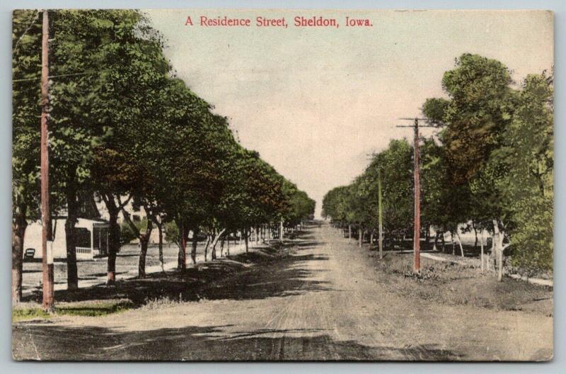 Sheldon IA~Main Residence Street~Homes Along Tree-Lined Dirt Road~1910 ...
