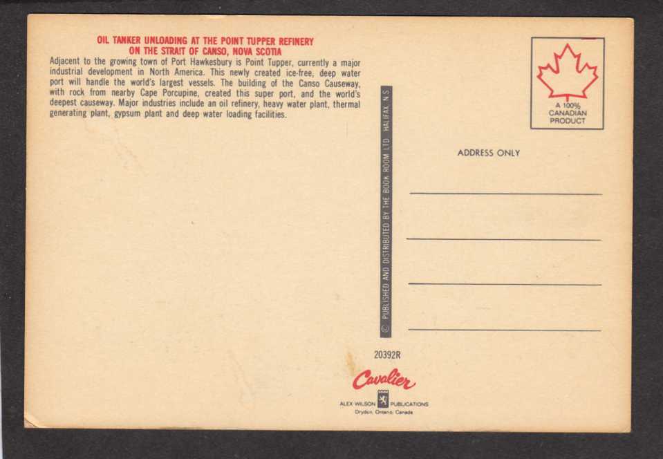 NS Oil Tanker Ship Point Tupper Refinery Nova Scotia Canada Carte ...