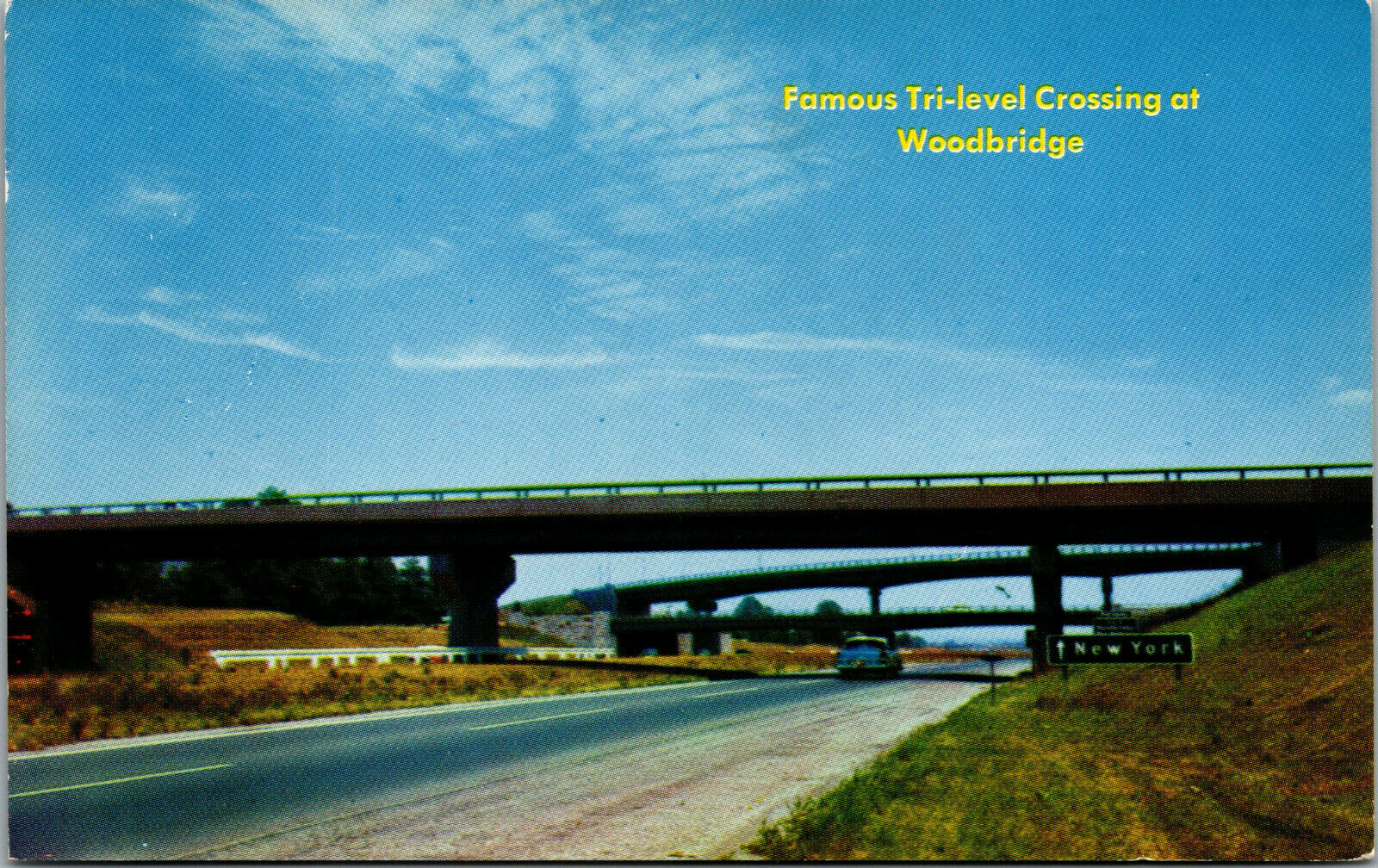 Vtg 1950s Tri-level Crossing at Woodbridge New Jersey NJ Chrome ...