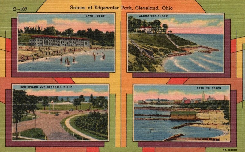 Vintage Postcard Scenes of Edgewater Park Cleveland Ohio Bath House ...