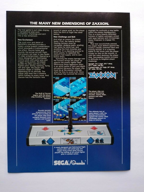 Zaxxon Arcade Flyer Original Foldout Retro Video Game Art Sci-Fi Space ...