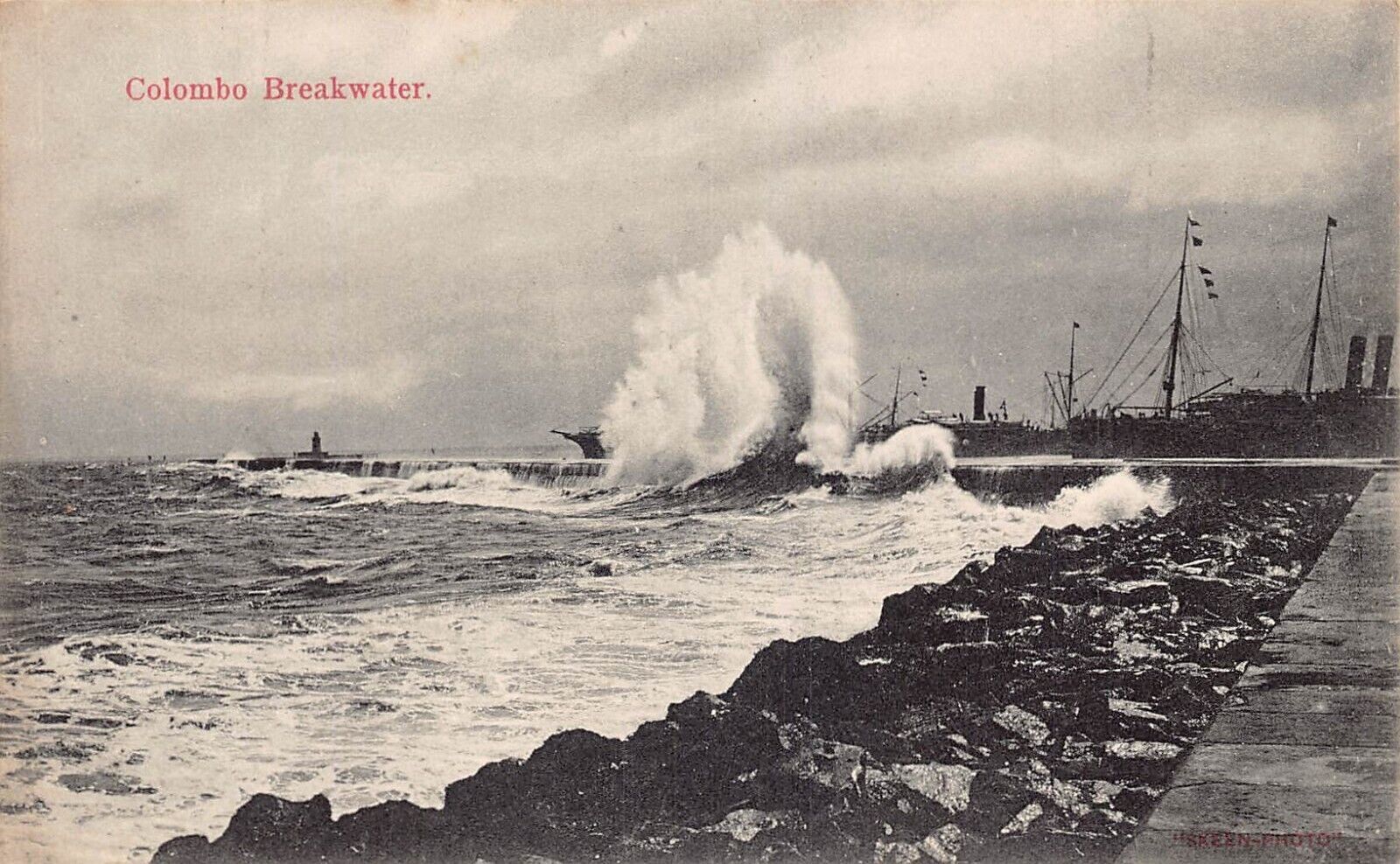 L380 Ceylon Sri Lanka Colombo Breakwater shore wave steamboats vintage postcards | Ephemera ...
