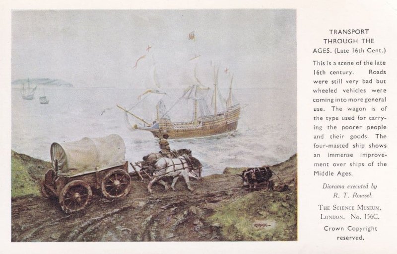 Transport Through The Ages Four Masted Ship 1500s Postcard | Topics ...