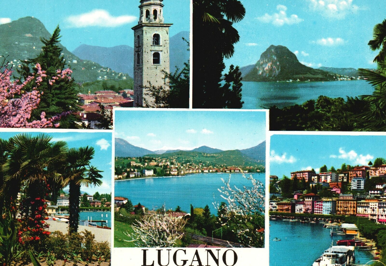 Postcard Mountains Tower Beaches And Building Landmarks Lugano ...