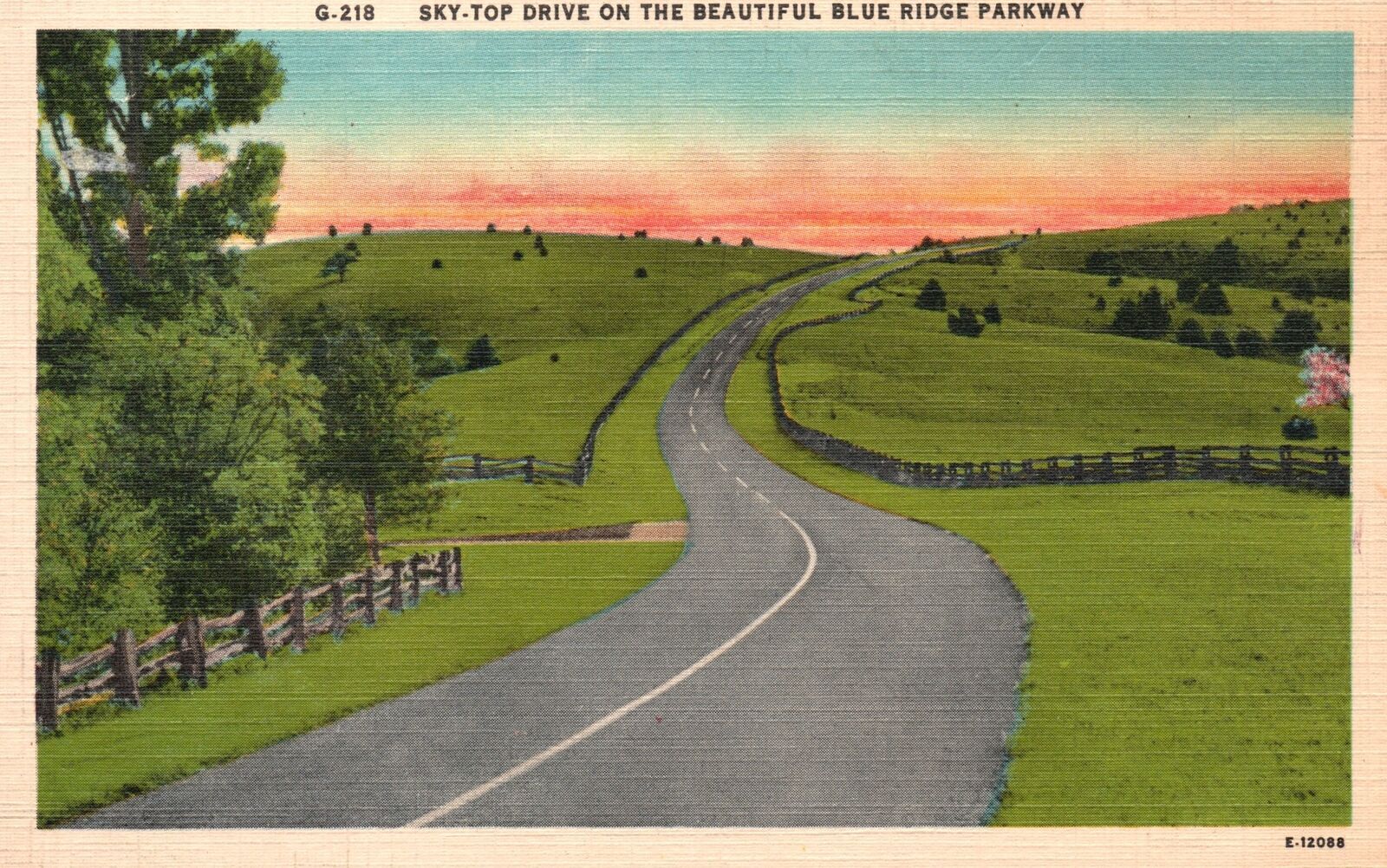 Vintage Postcard Sky-Top Drive on the Beautiful Blue Ridge Parkway ...