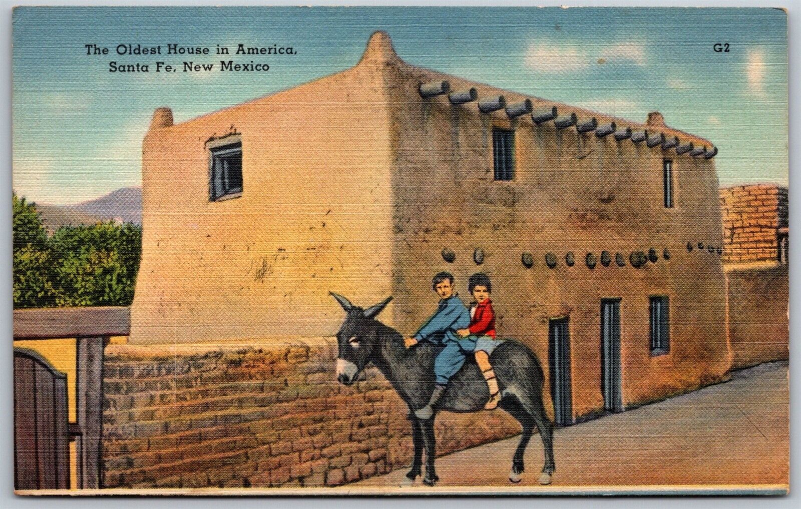 Vtg Santa Fe New Mexico NM Oldest House In America Pueblo Tiguex 1940s ...