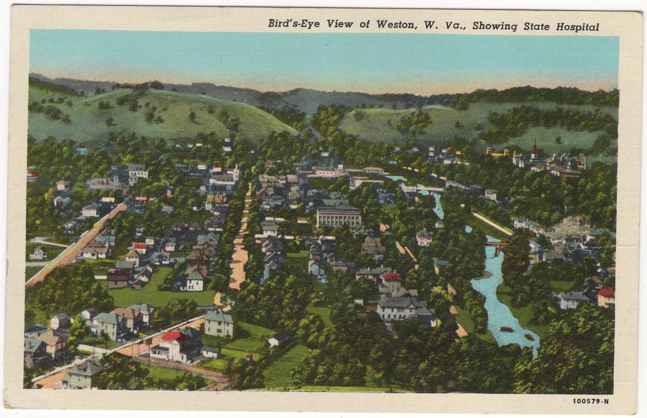 Bird's Eye View of Weston, West Virginia Showing State Hospital ...