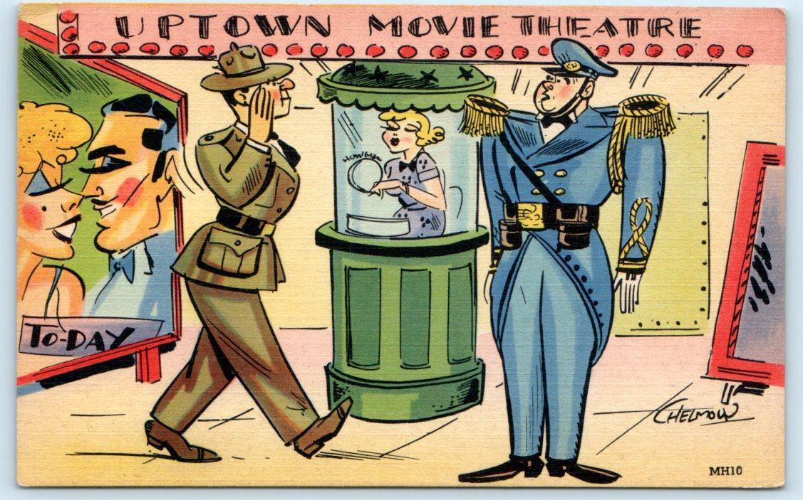 Military Comic SOLDIER SALUTES THEATRE USHER Artist Chelmow WWII 1940s ...