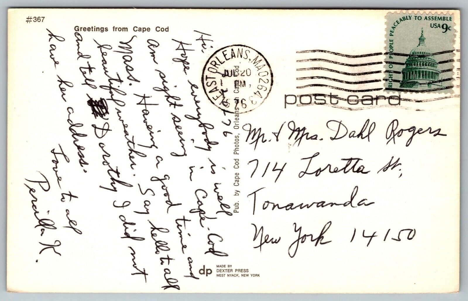 Postcard Cape Cod MA c1970s Greetings from Cape Cod Mass Large Letter ...