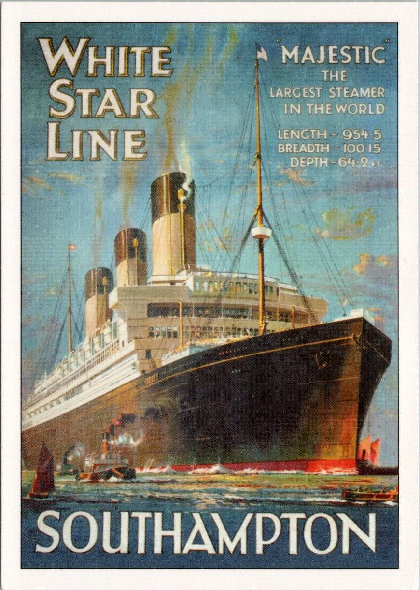 RMS Majestic White Star Line Southampton UK Continental Reproduction ...