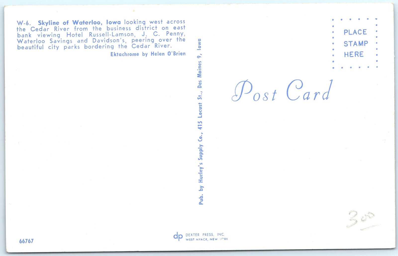 c1960s Waterloo, IA Downtown Skyline Cedar River Bridge JC Penny Kleen ...