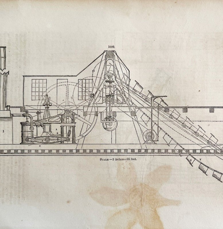 Dredging Machine Woodcut 1852 Victorian Industrial Print Engines ...