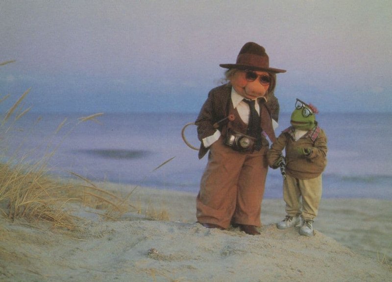Piggy Annie Hall & Kermit As Woody Allen The Muppets Postcard | Topics ...