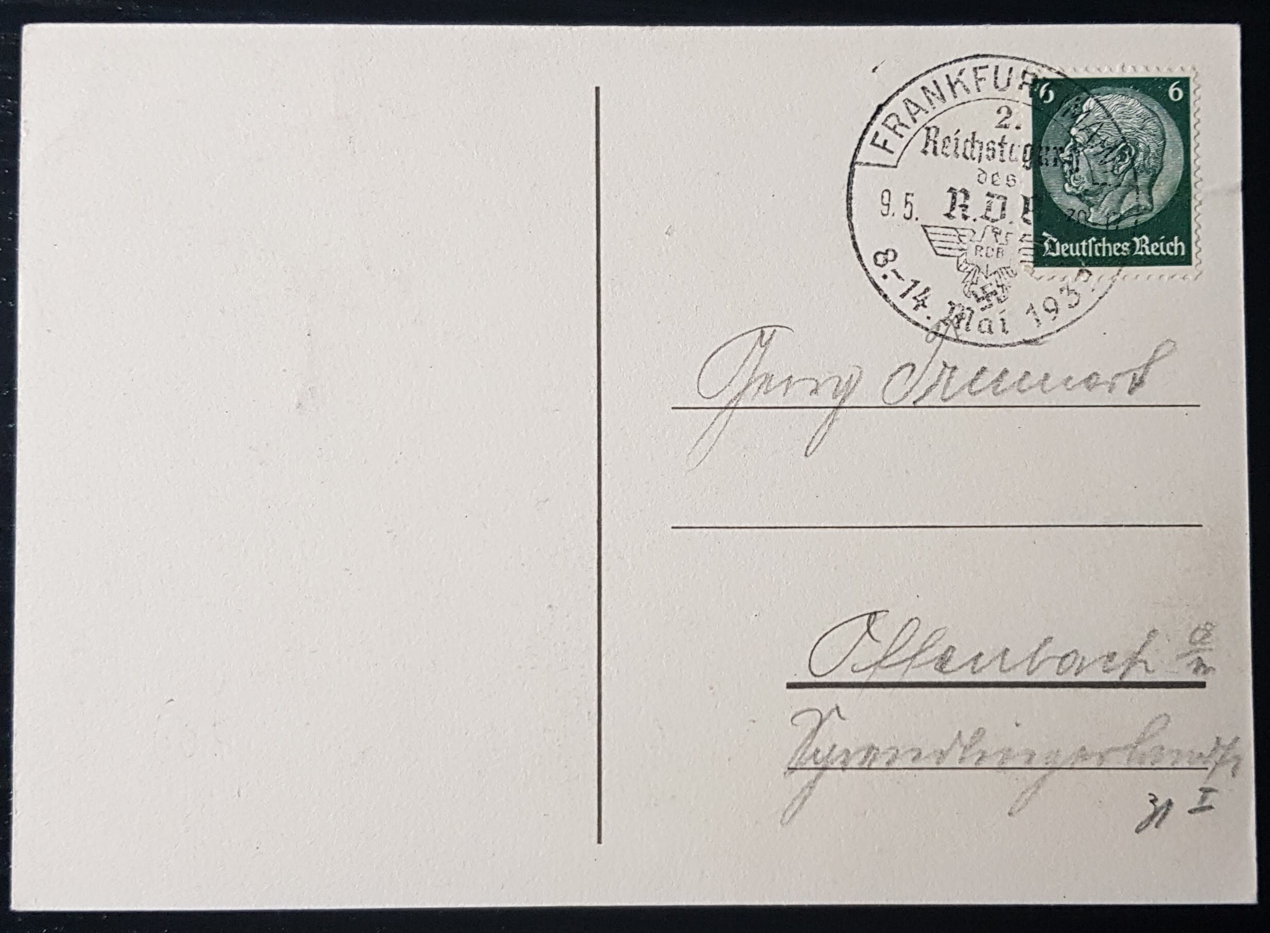 Third Reich Original Propaganda Postcard Reichstag Reichsbund Frankfurt ...