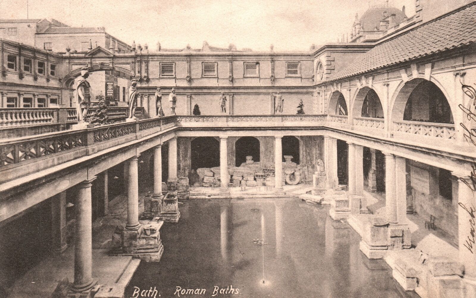 Vintage Postcard 1905 Roman Baths Thermae Bath Spa Temple Somerset ...