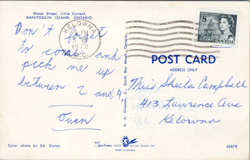 Water Street Little Current Manitoulin Island Ontario Ritche's 1972 ...