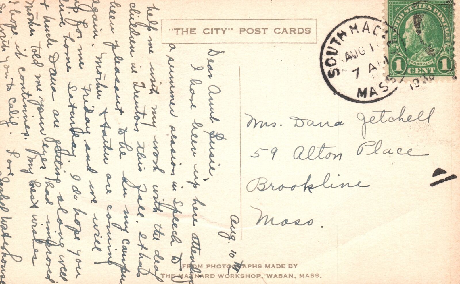 Vintage Postcard 1930's Mary Lyon Hall Mount Holyoke College ...