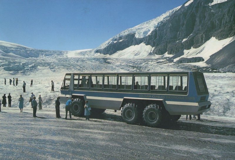 Snowmobile on Athabasca Glacier Snow Rescue Vehicle Postcard | Topics ...