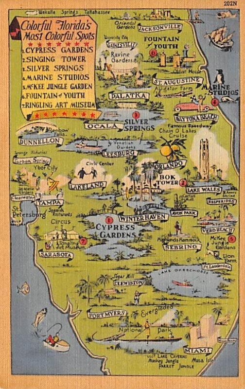 Colorful Florida's Most Colorful Spots Map State Map FL | United States ...