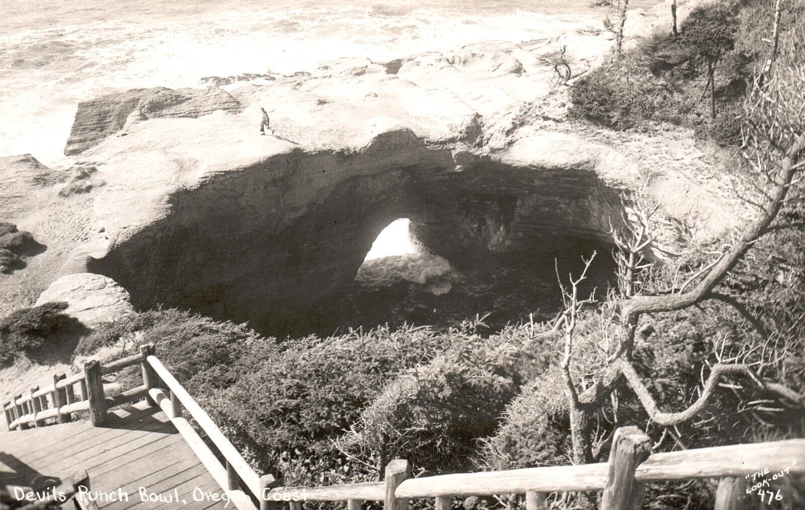 Postcard Real Photo 1959 Devils Punch Bowl Oregon Coast The Look Out ...
