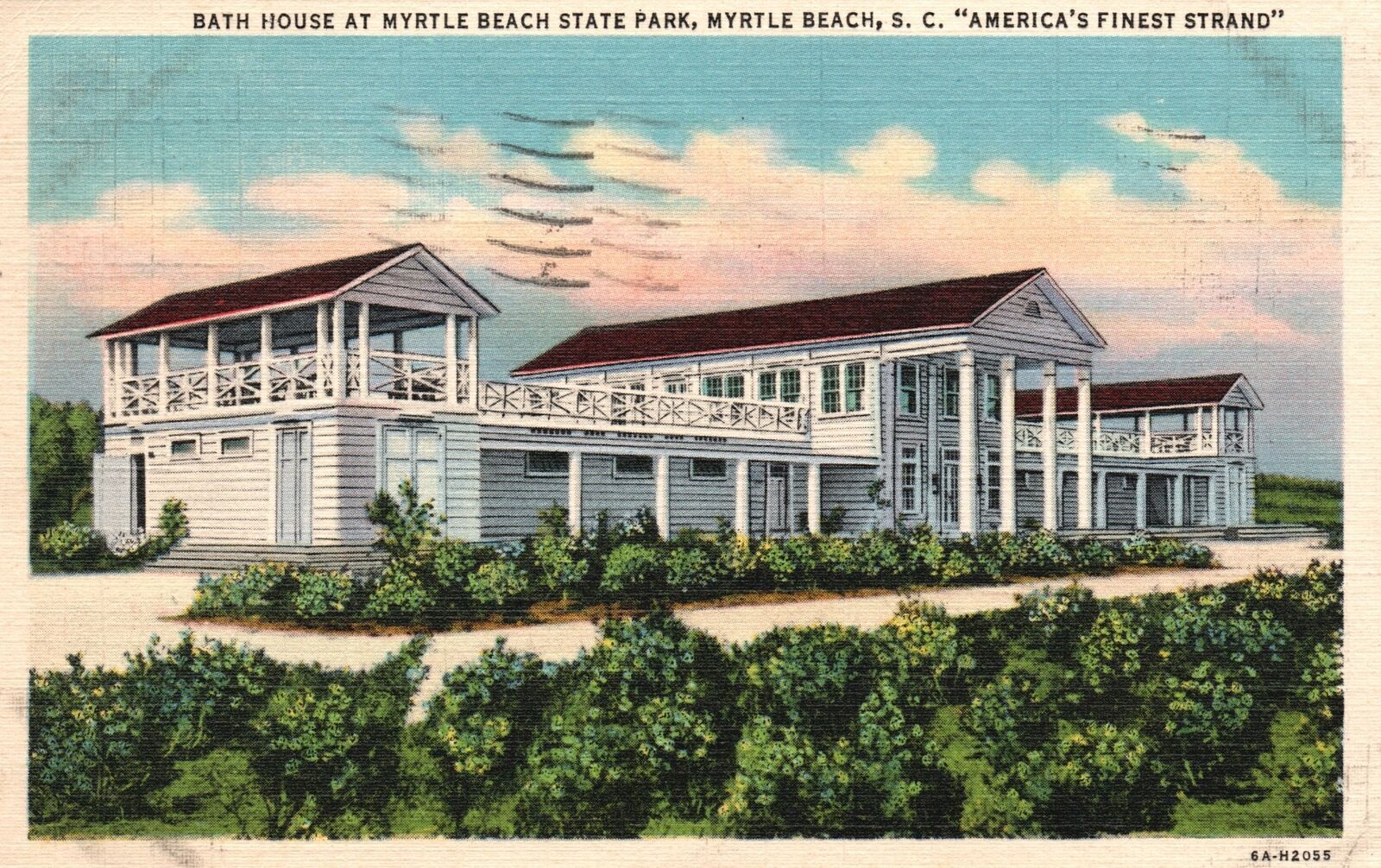 Vintage Postcard 1939 Bath House Myrtle Beach State Park Cottage South ...